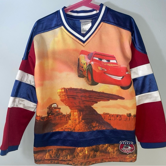 Disney | Shirts & Tops | Lightning Mcqueen Pixar Cars Hockey Jersey Youth Small Polyester Disney ...